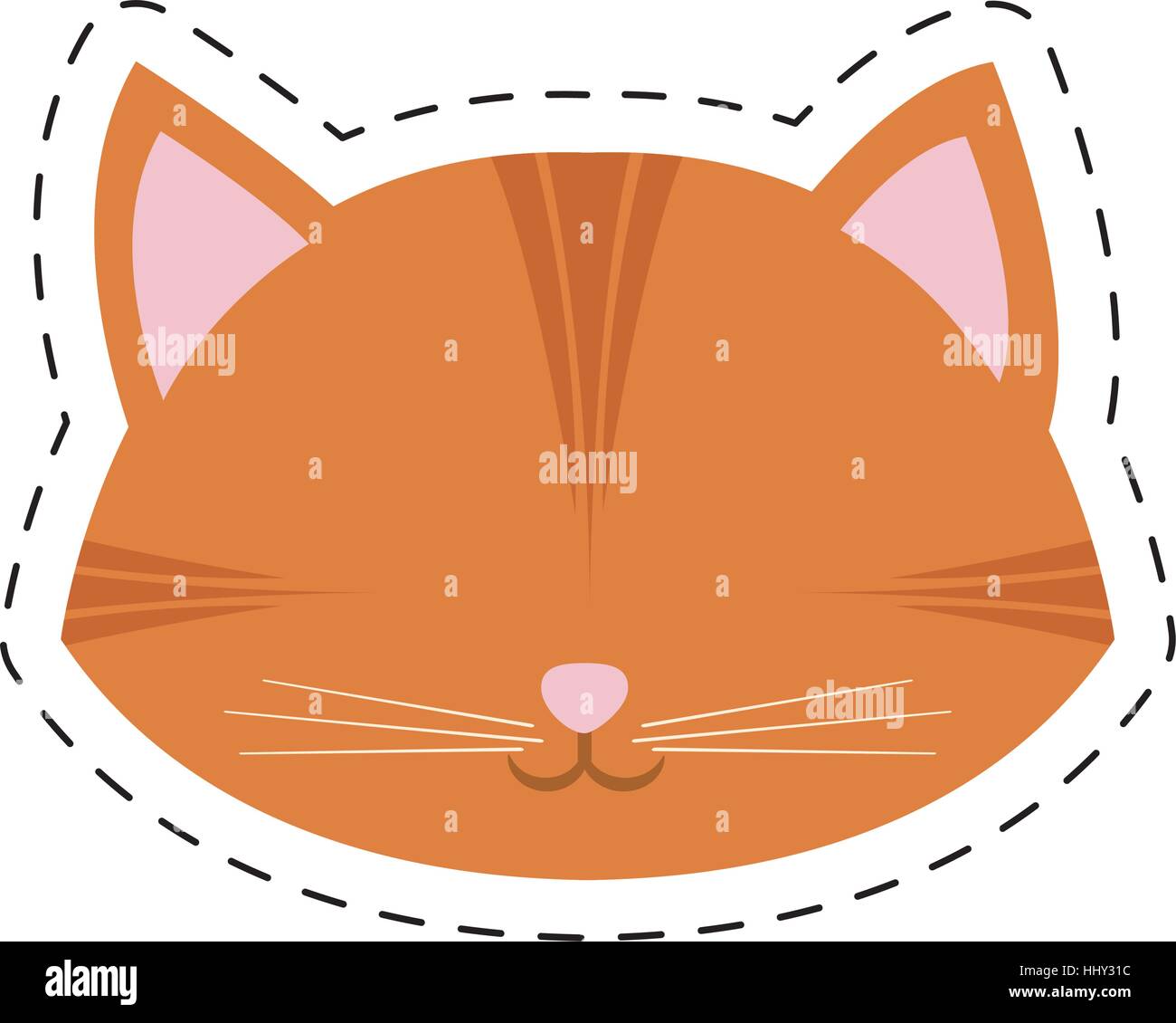 orange cat face pink nose mustache line dotted Stock Vector Image & Art ...