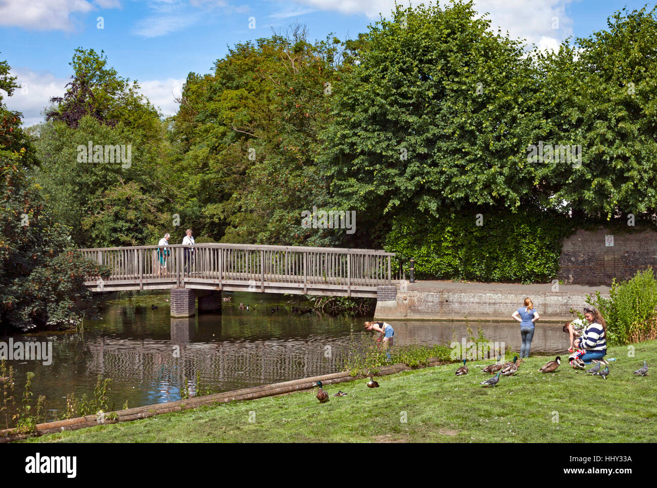 Pedestrian bridge at the end of Croft Road, Sudbury, Suffolk Stock ...