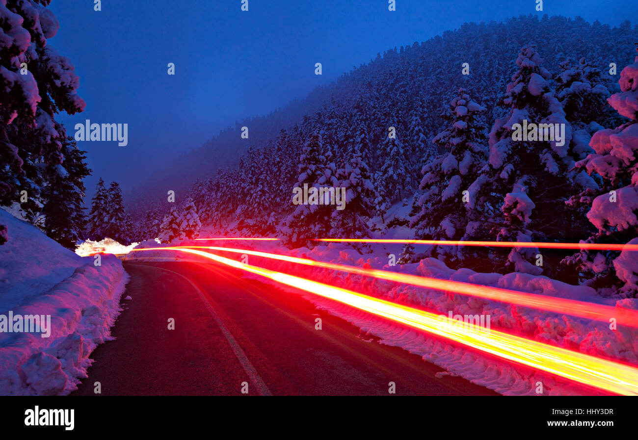 Blue and red light trails hi-res stock photography and images - Alamy