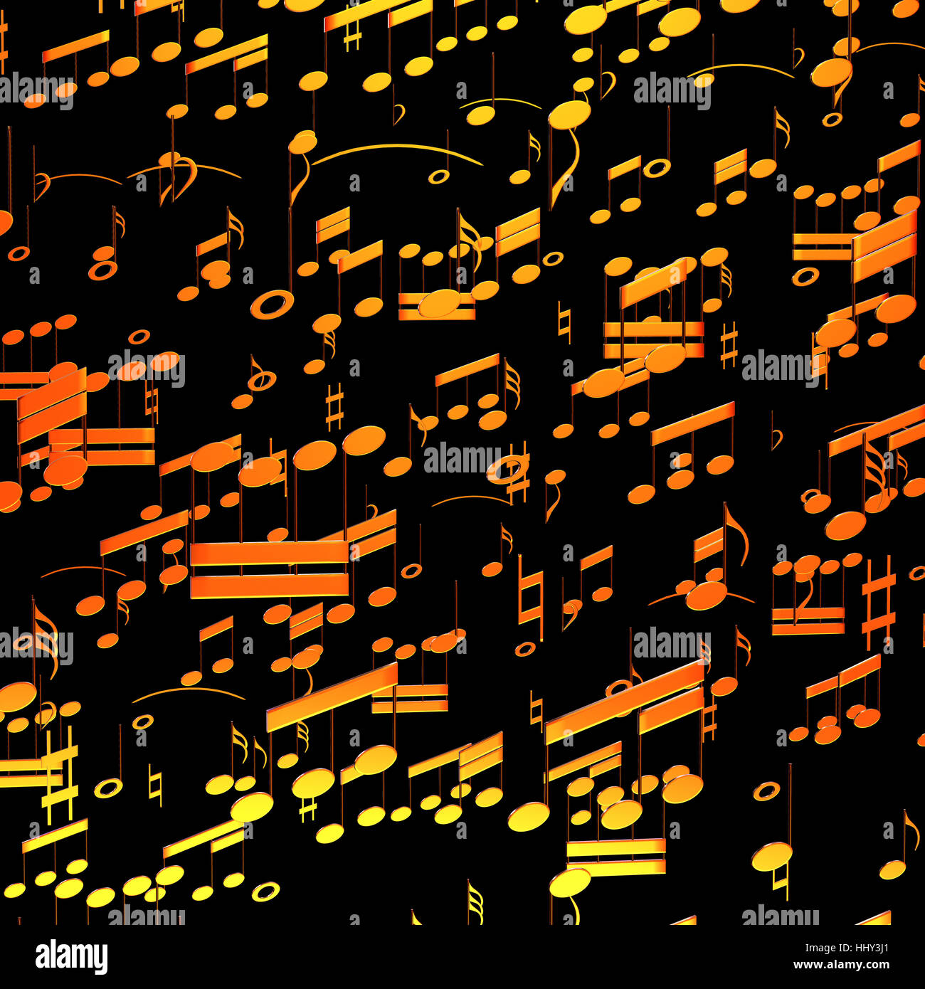 3d illustration of musical notes on black Stock Photo - Alamy