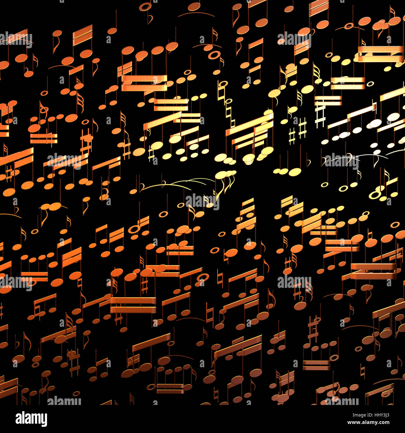 3d illustration of musical notes on black Stock Photo - Alamy