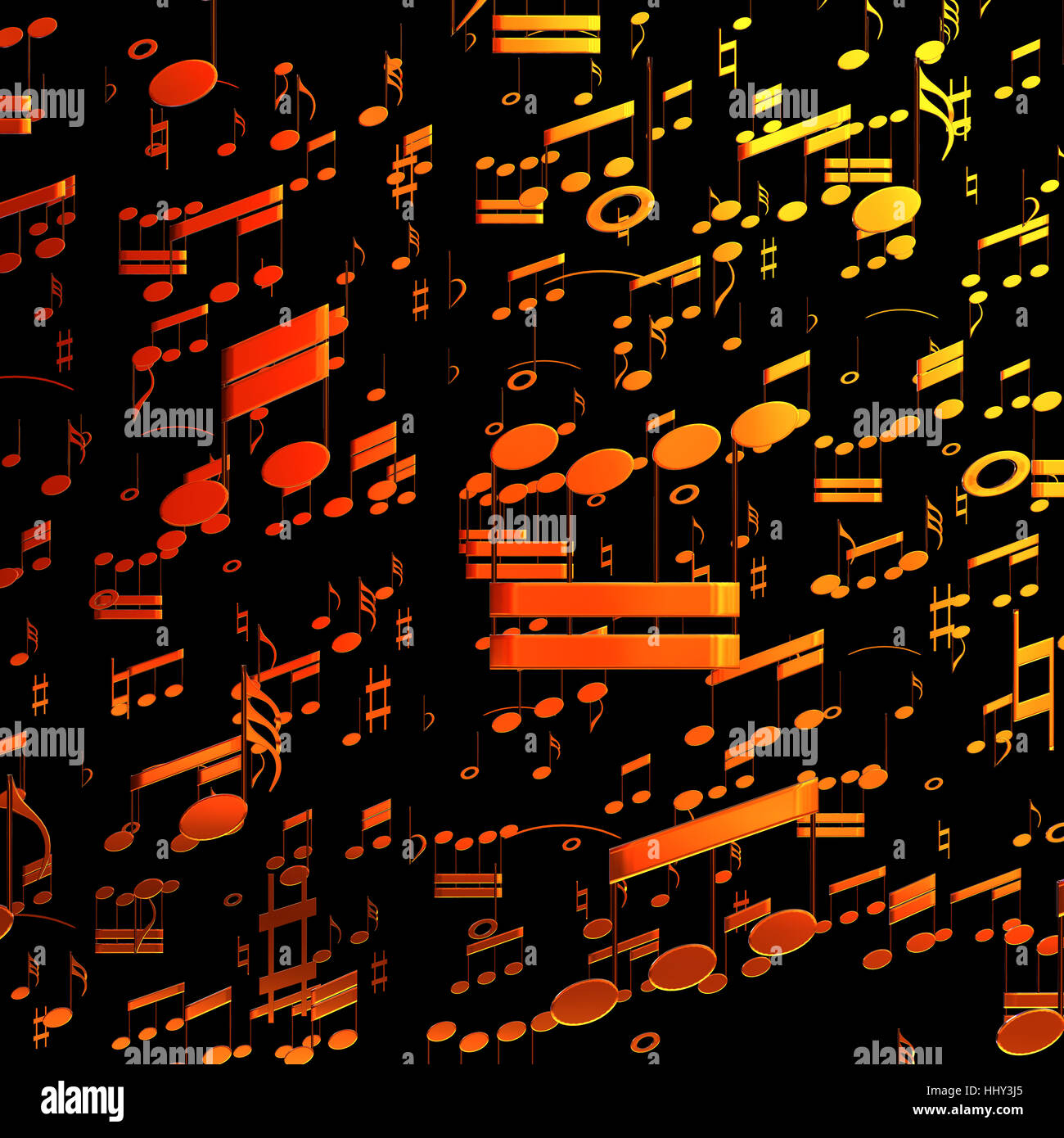 3d illustration of musical notes on black Stock Photo - Alamy