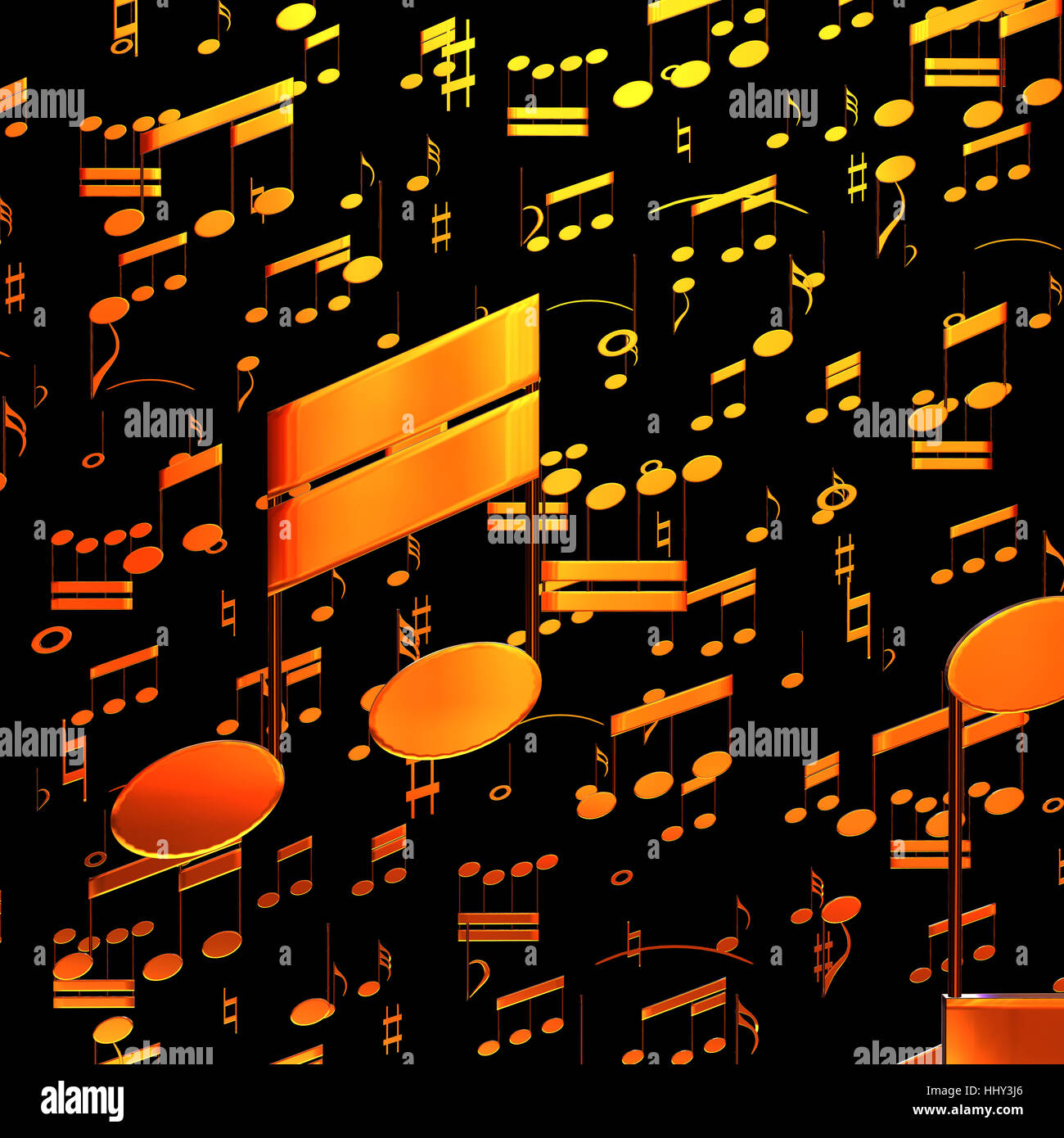 3d illustration of musical notes on black Stock Photo - Alamy