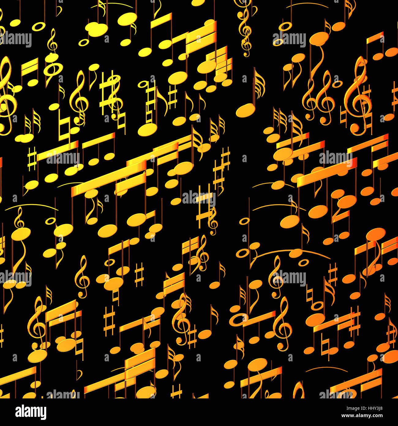 3d illustration of musical notes on black Stock Photo - Alamy