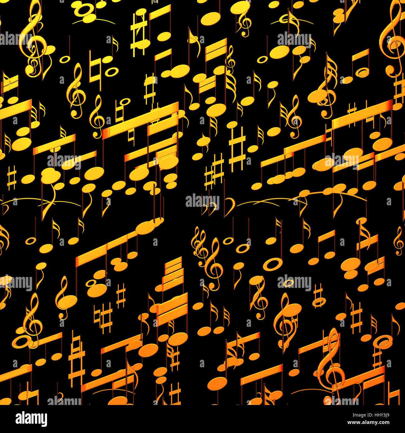 3d illustration of musical notes on black Stock Photo - Alamy
