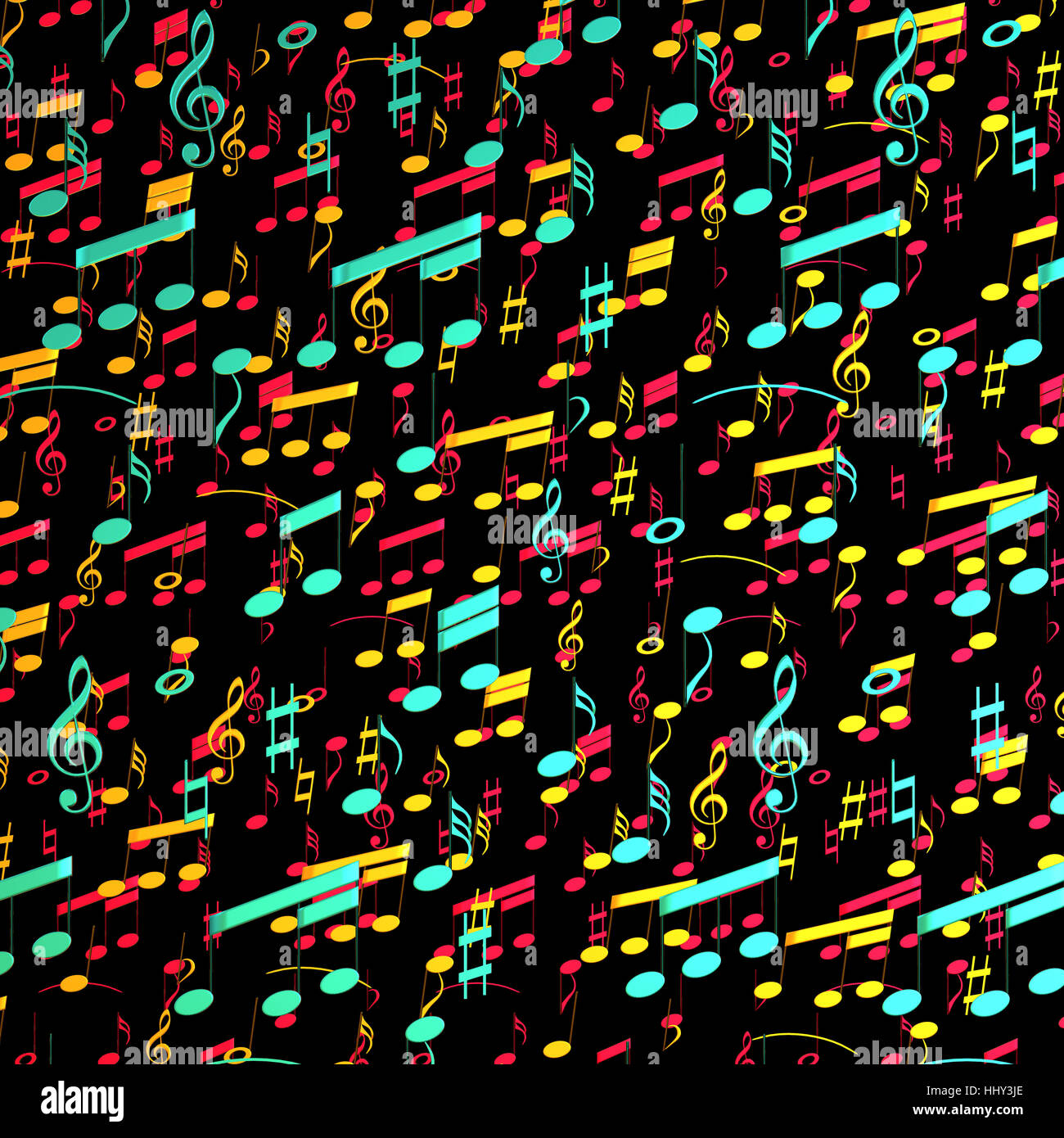 3d illustration of musical notes on black Stock Photo - Alamy