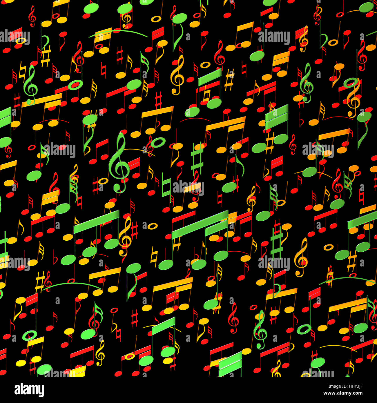 3d illustration of musical notes on black Stock Photo - Alamy