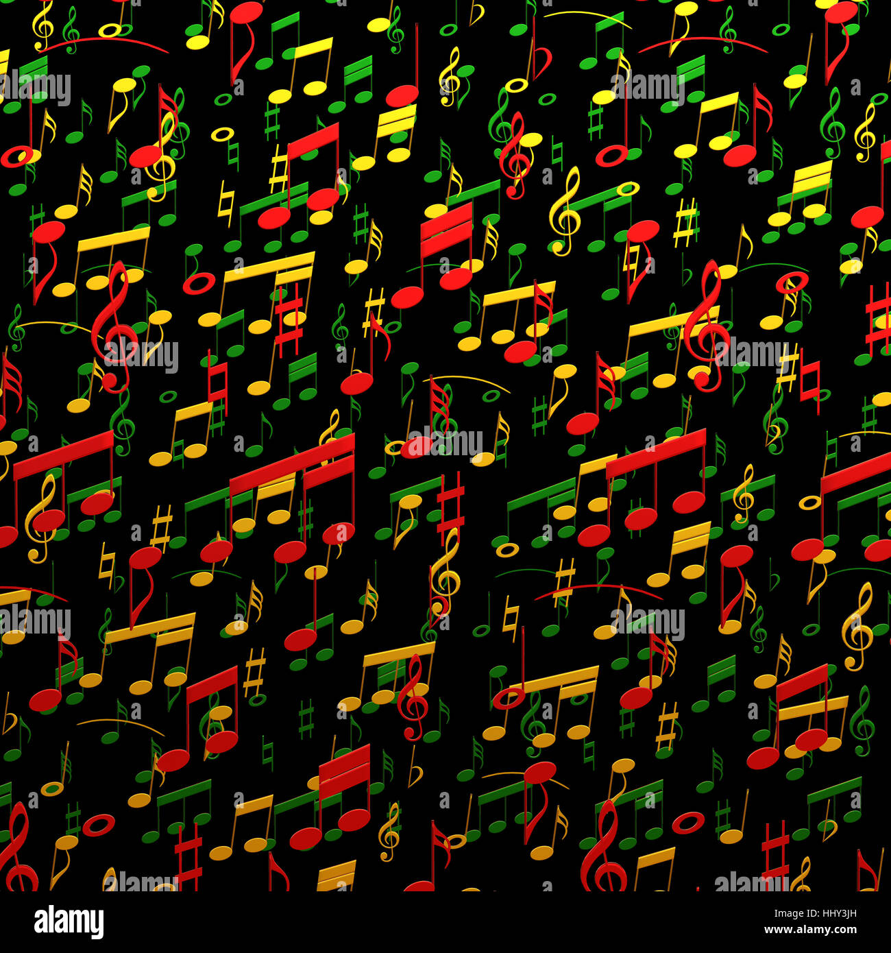 3d illustration of musical notes on black Stock Photo - Alamy