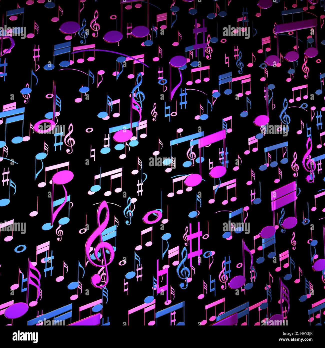 3d illustration of musical notes on black Stock Photo - Alamy