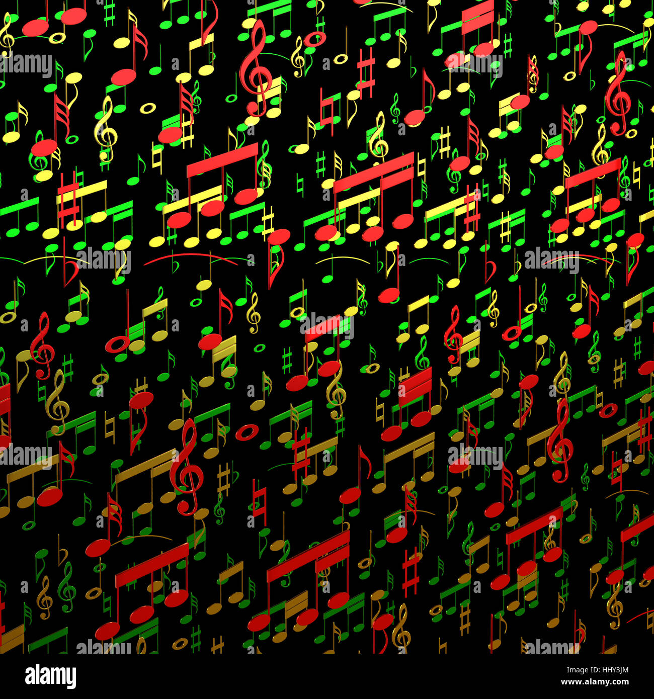 3d illustration of musical notes on black Stock Photo - Alamy