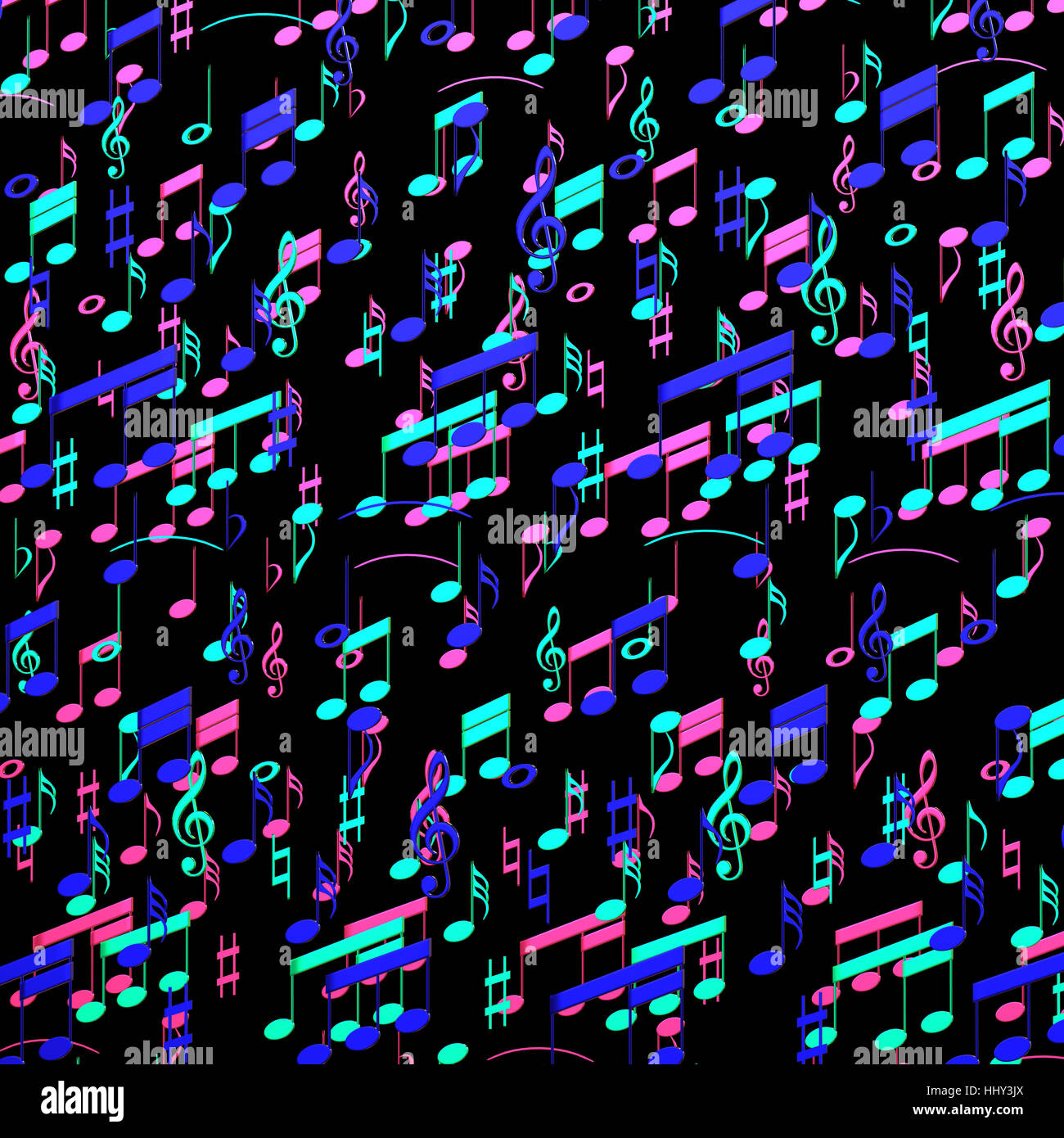 3d illustration of musical notes on black Stock Photo - Alamy