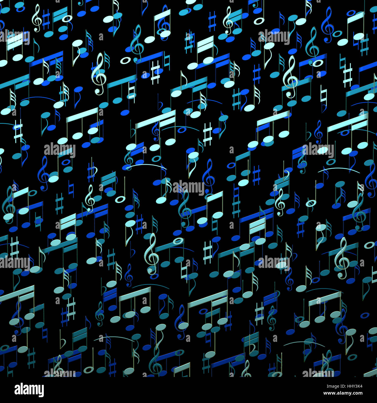 3d illustration of musical notes on black Stock Photo - Alamy