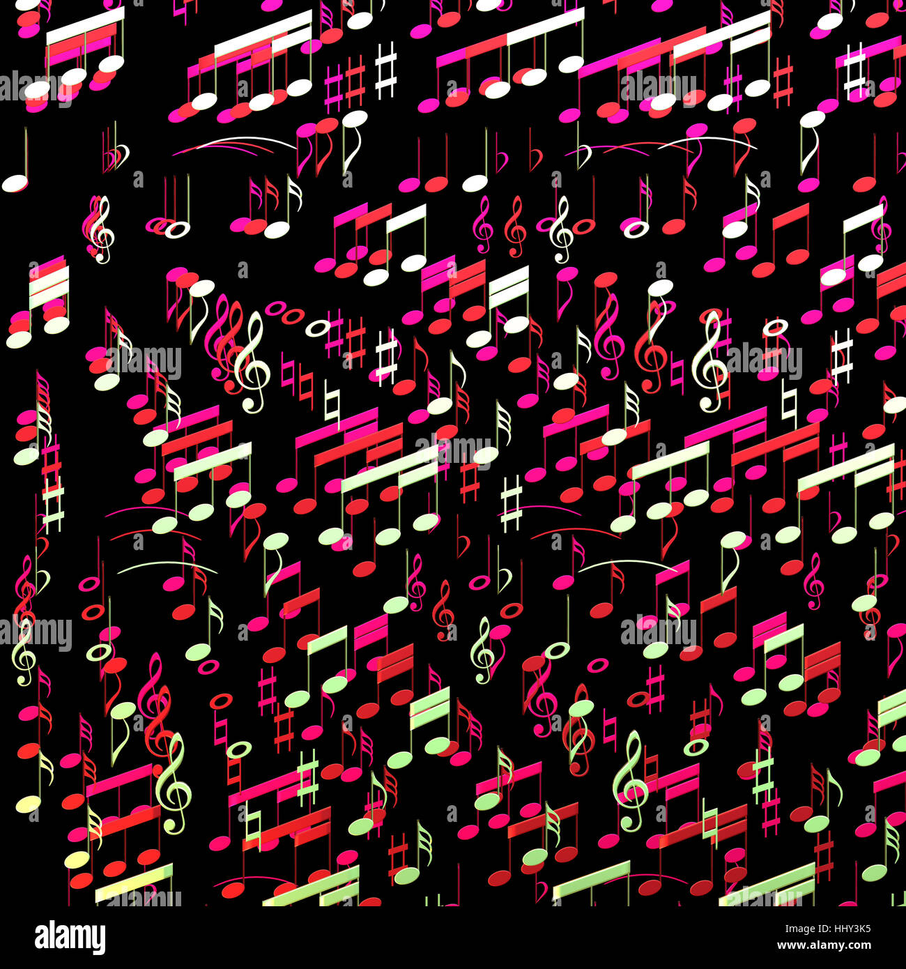 3d illustration of musical notes on black Stock Photo - Alamy