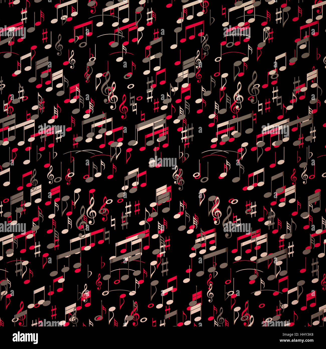 3d illustration of musical notes on black Stock Photo - Alamy
