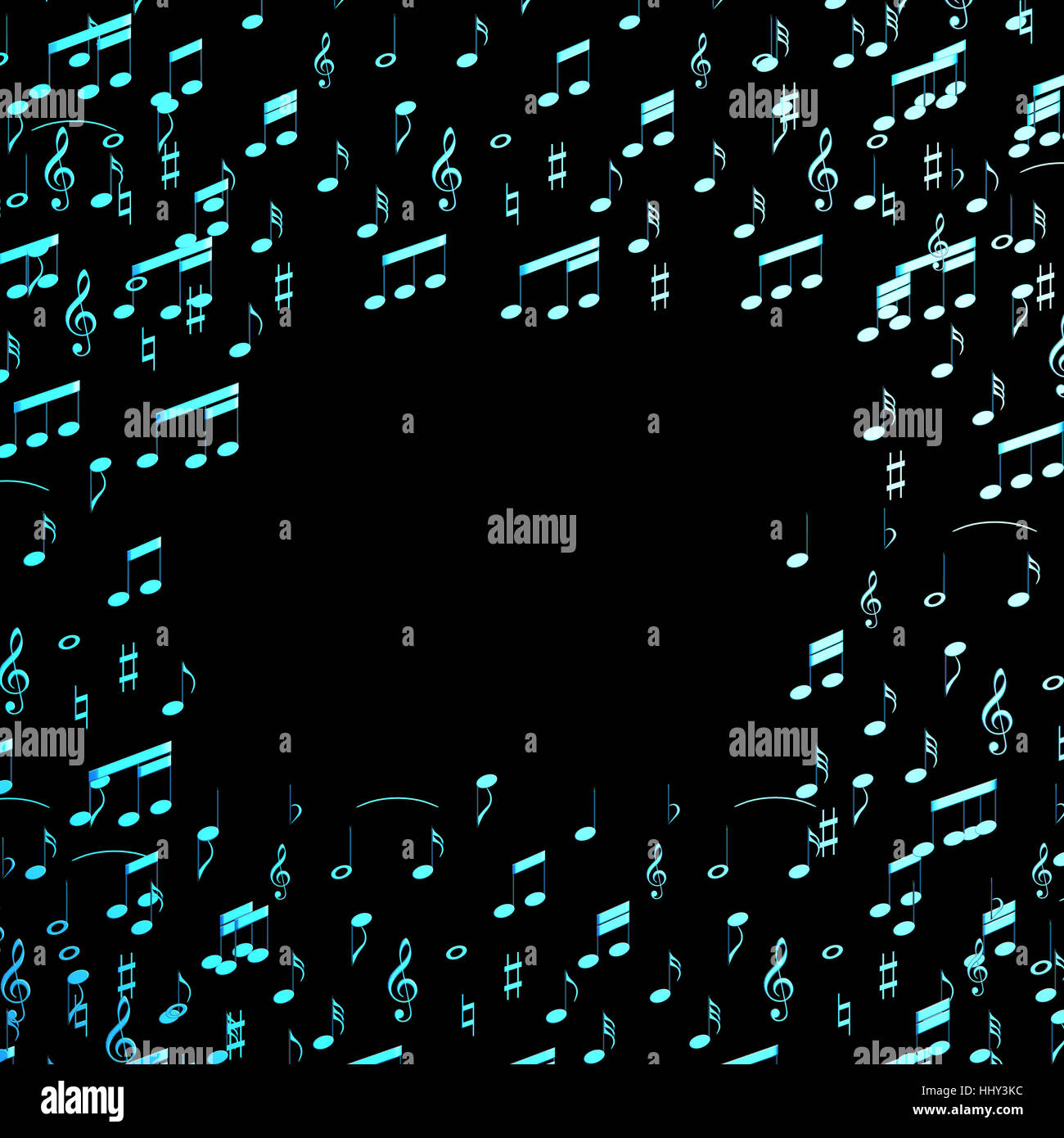 3d illustration of musical notes on black Stock Photo - Alamy