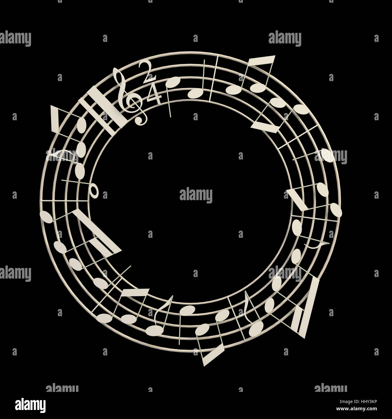 3d illustration of musical notes on black Stock Photo - Alamy