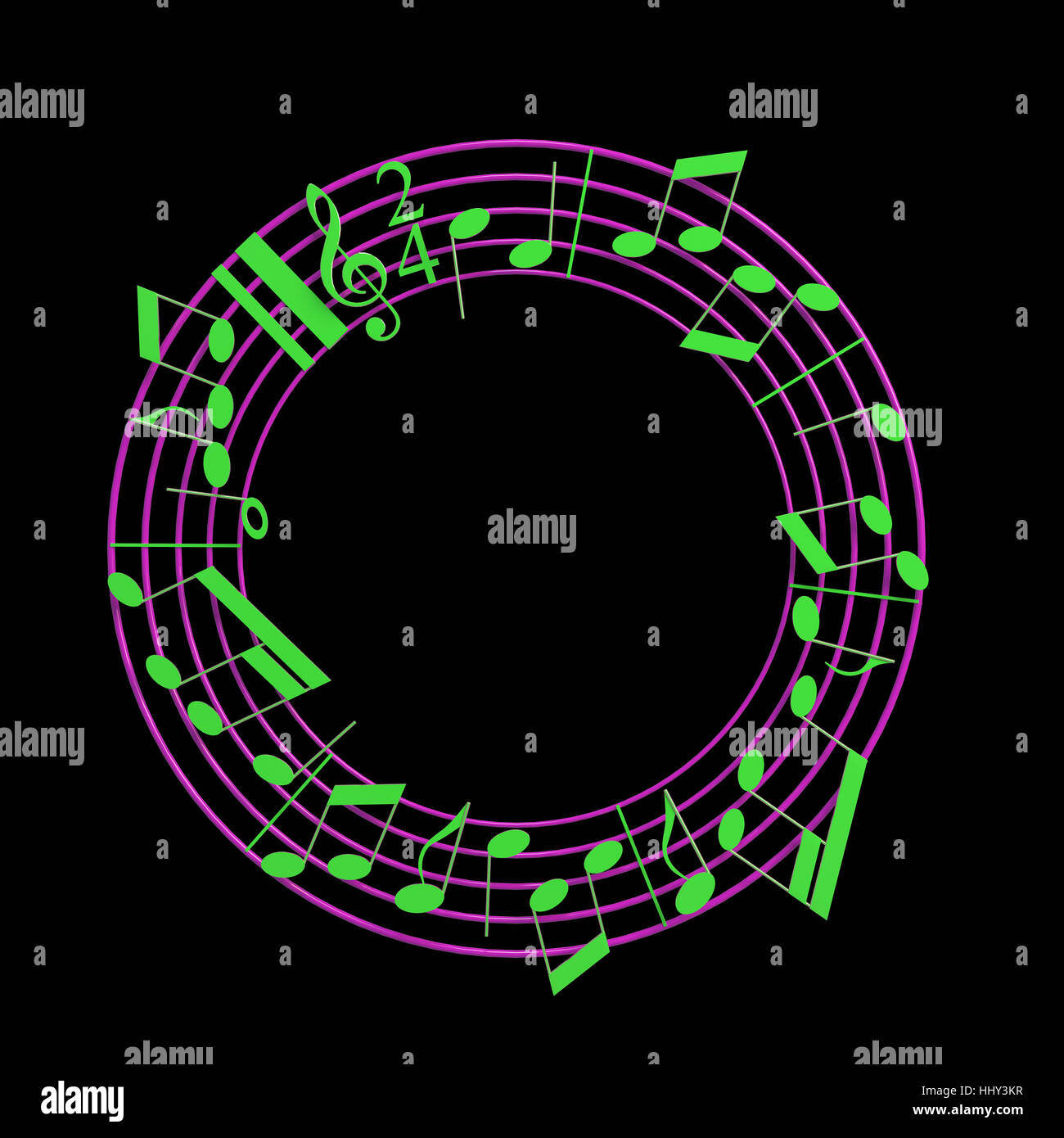 3d illustration of musical notes on black Stock Photo - Alamy