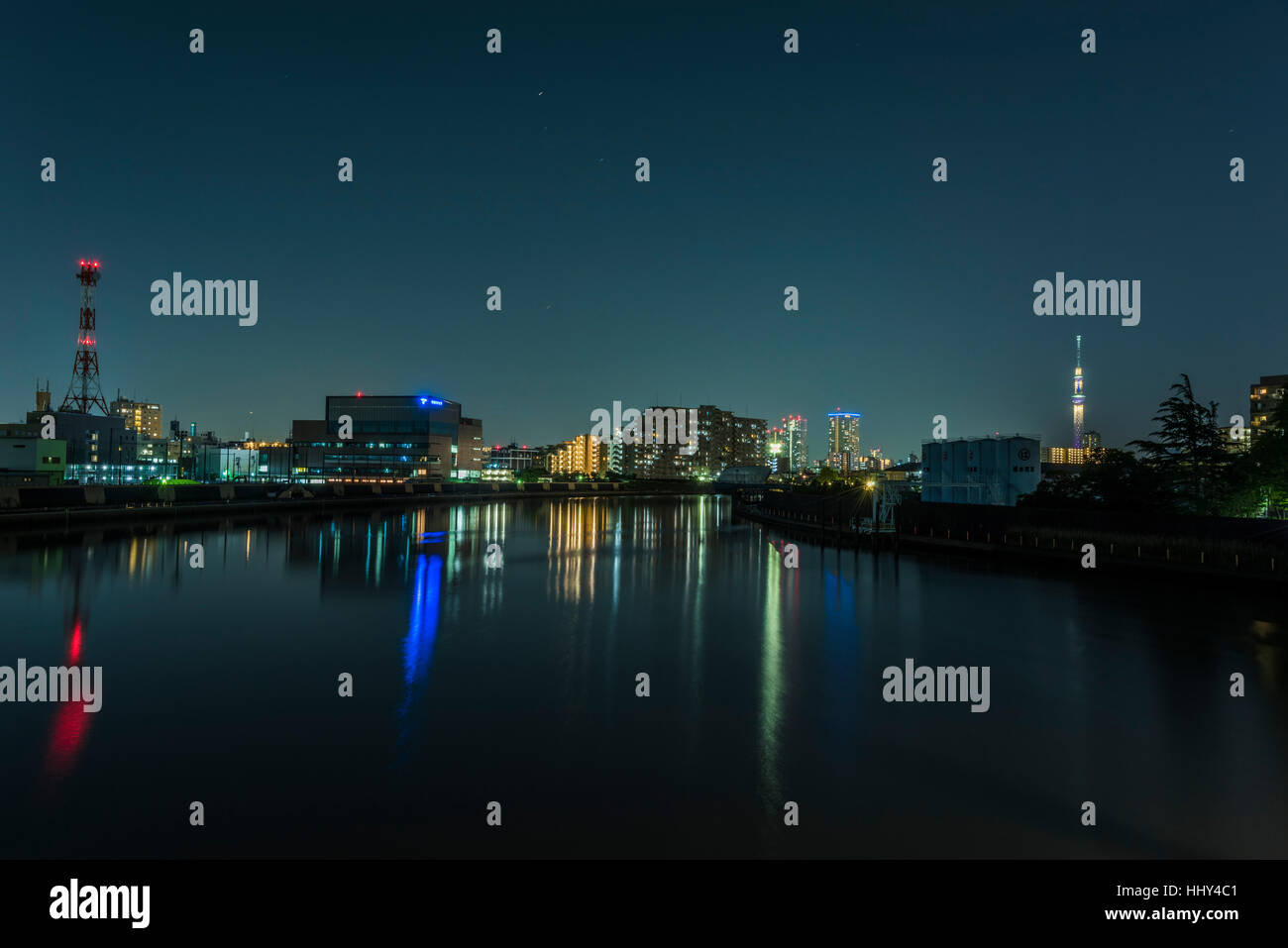 Sumida River at night view from Otakebashi Bridge, Sumida River,Tokyo ...