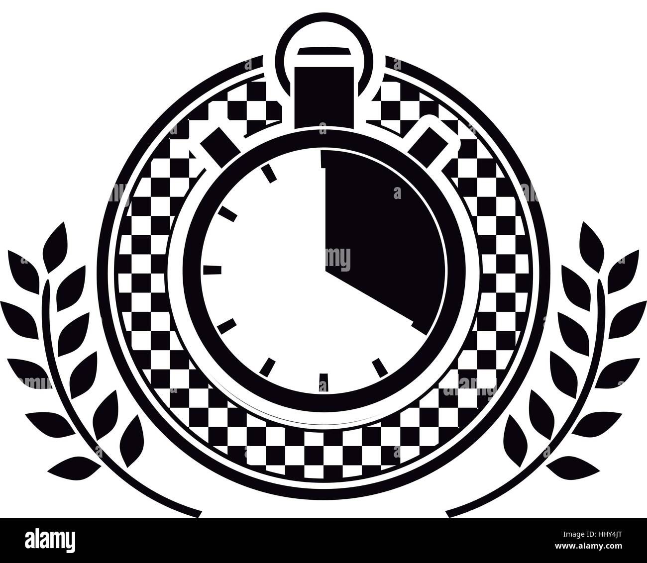 chronometer prize in monochrome with olive branch vector illustration ...