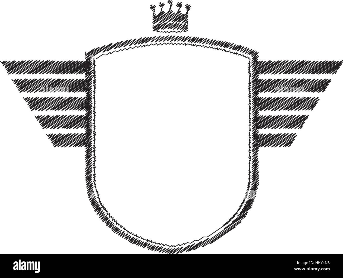 striped monochrome shield contour with crown vector illustration Stock ...