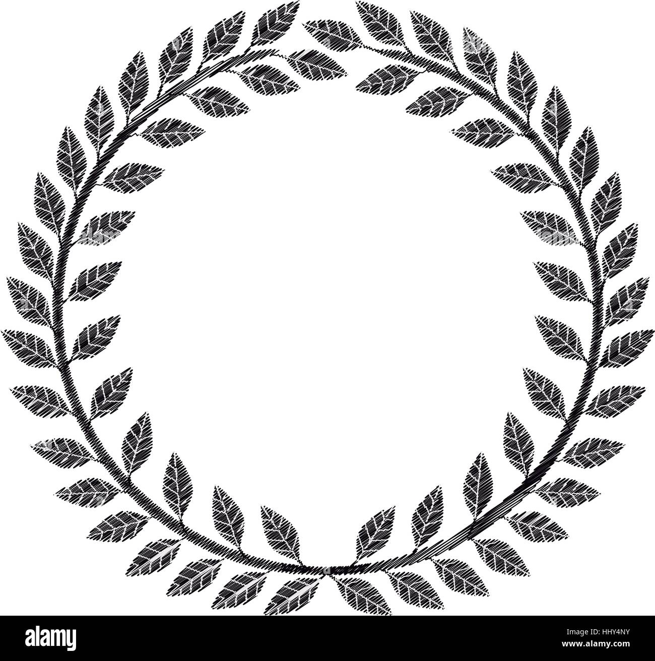 striped monochrome decorative crown of branch olive vector illustration ...