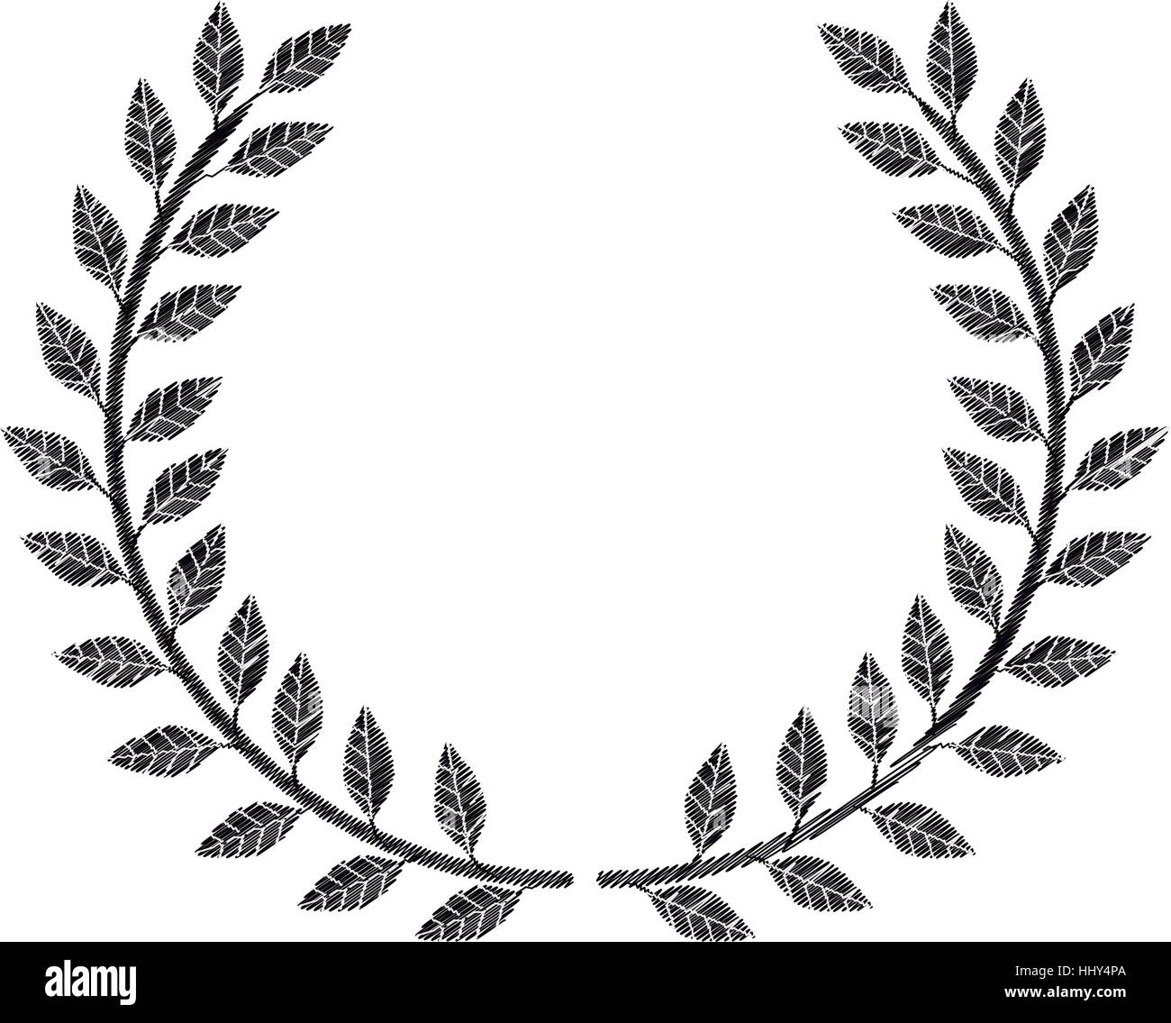striped monochrome decorative half crown of branch olive vector ...