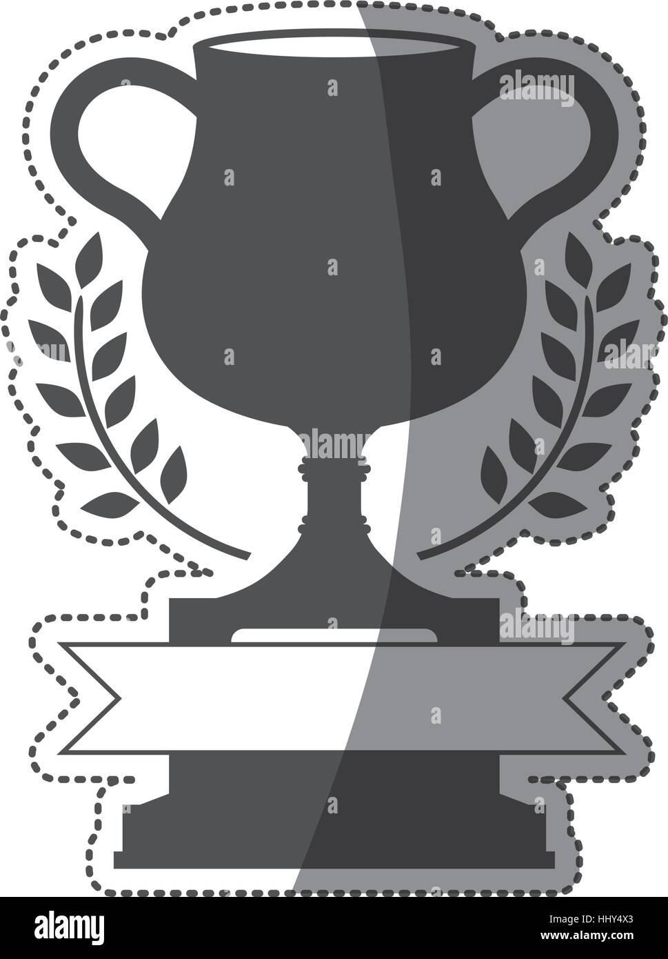 sticker trophy cup in monochrome with ribbon vector illustration Stock ...