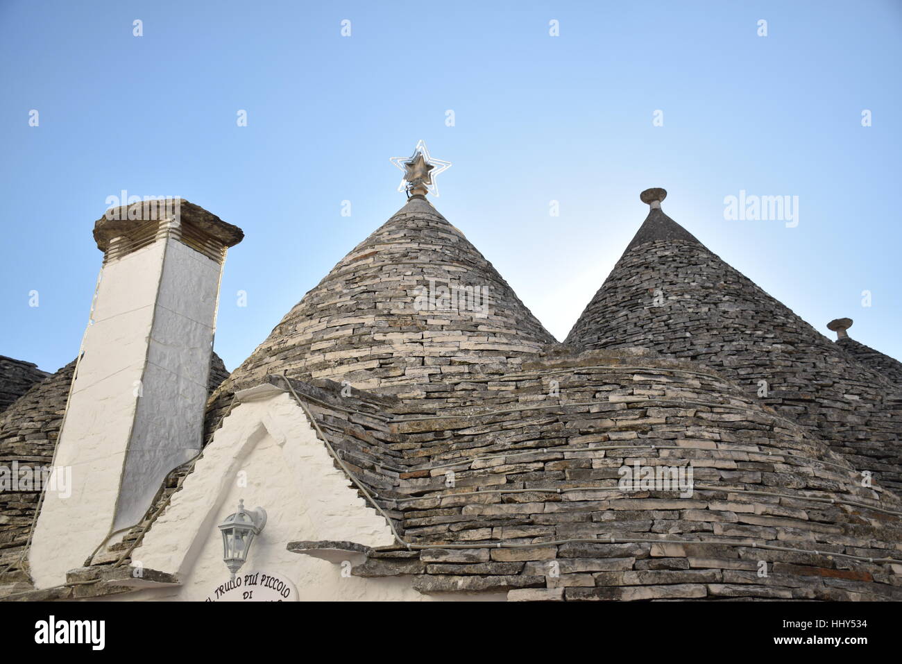 The typical conical roof of trulli houses and its symbols in ...