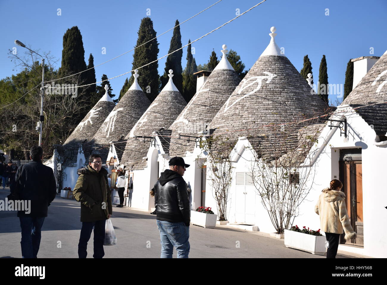 The beautiful town of Alberobello and its the traditional trulli houses ...