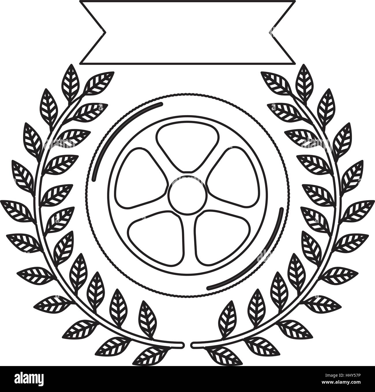 car wheel award silhouette in monochrome with olive branch and ribbon ...