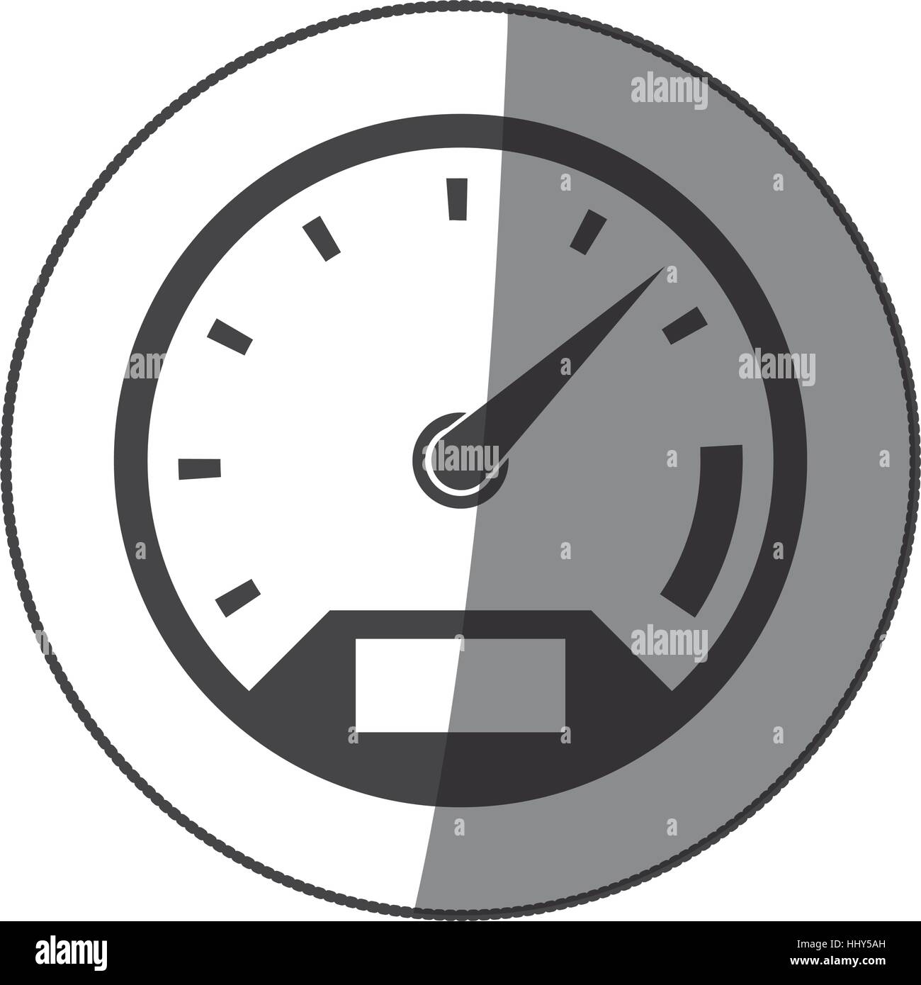 sticker monochrome speedometer with half shaded vector illustration ...
