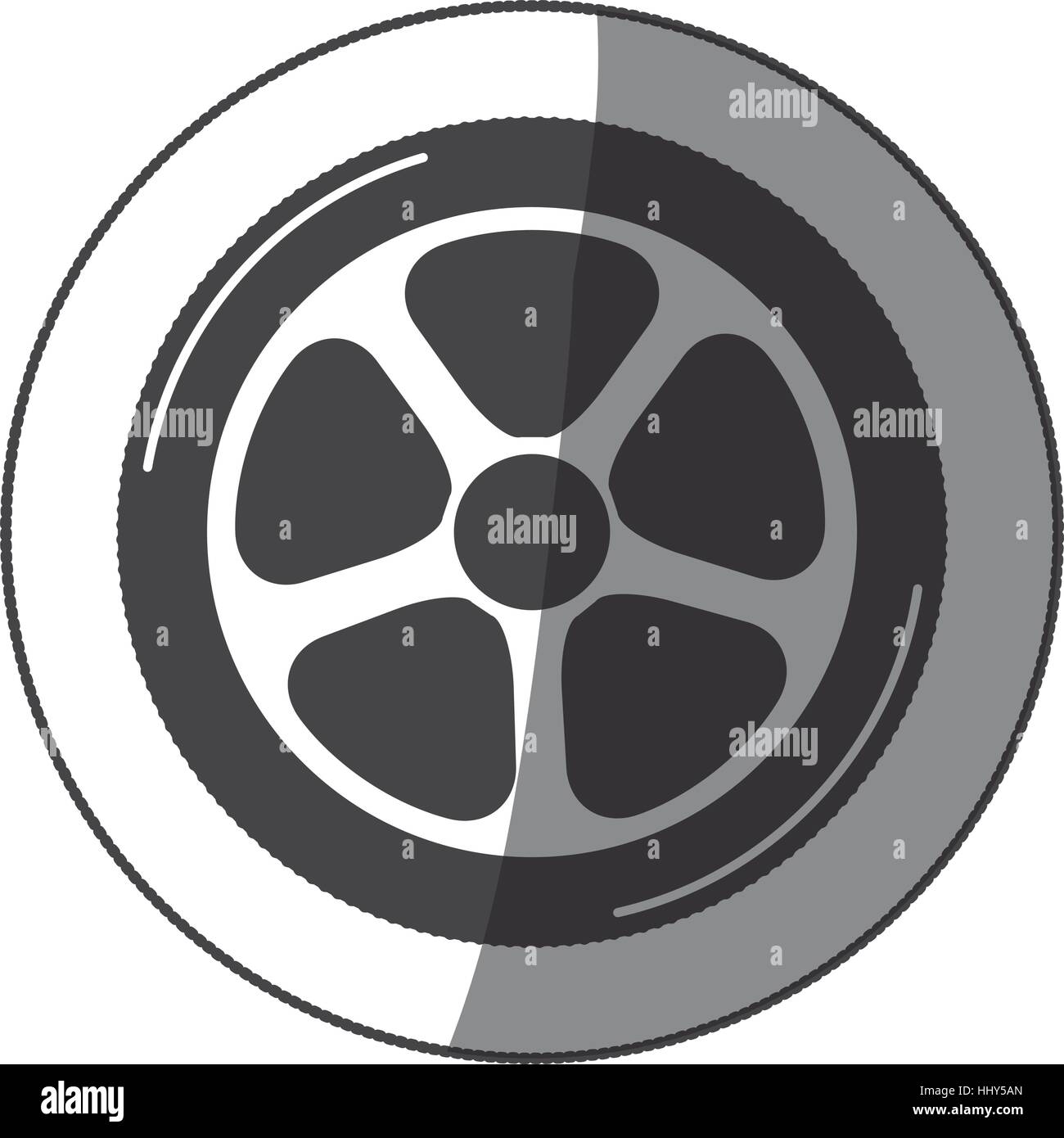 sticker car wheel monochrome with half shaded vector illustration Stock ...