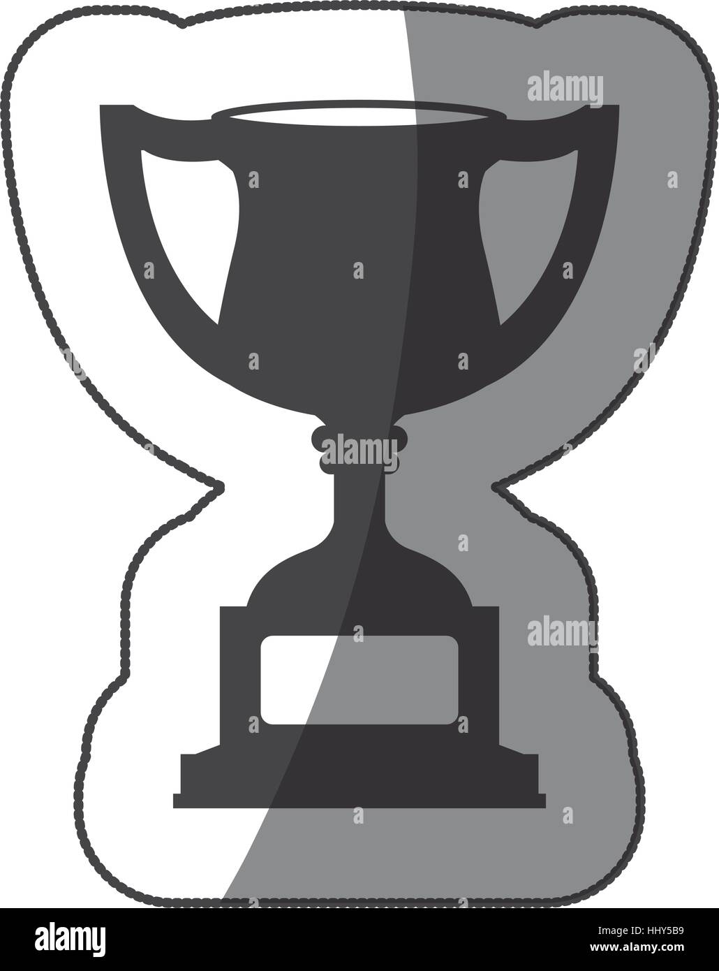 sticker monochrome trophy cup with half shaded vector illustration ...