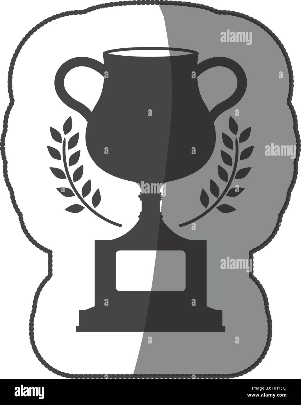sticker monochrome trophy cup with half shaded and olive branchs vector ...