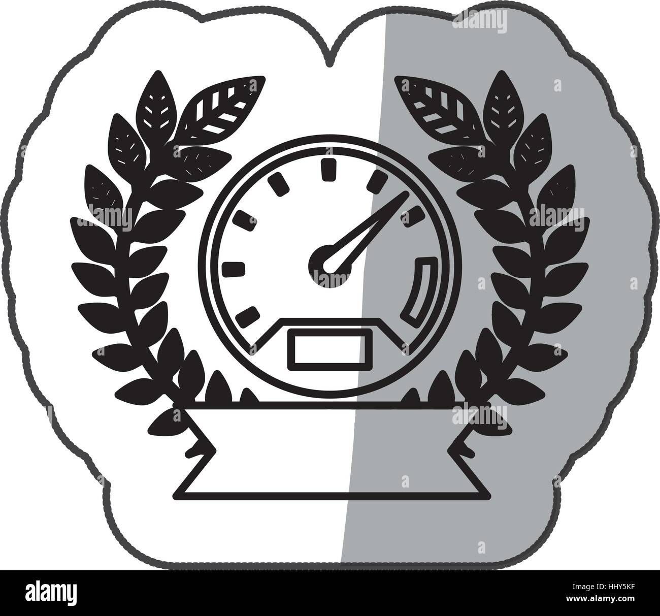 sticker speedometer monochrome with olive crown and ribbon and half ...