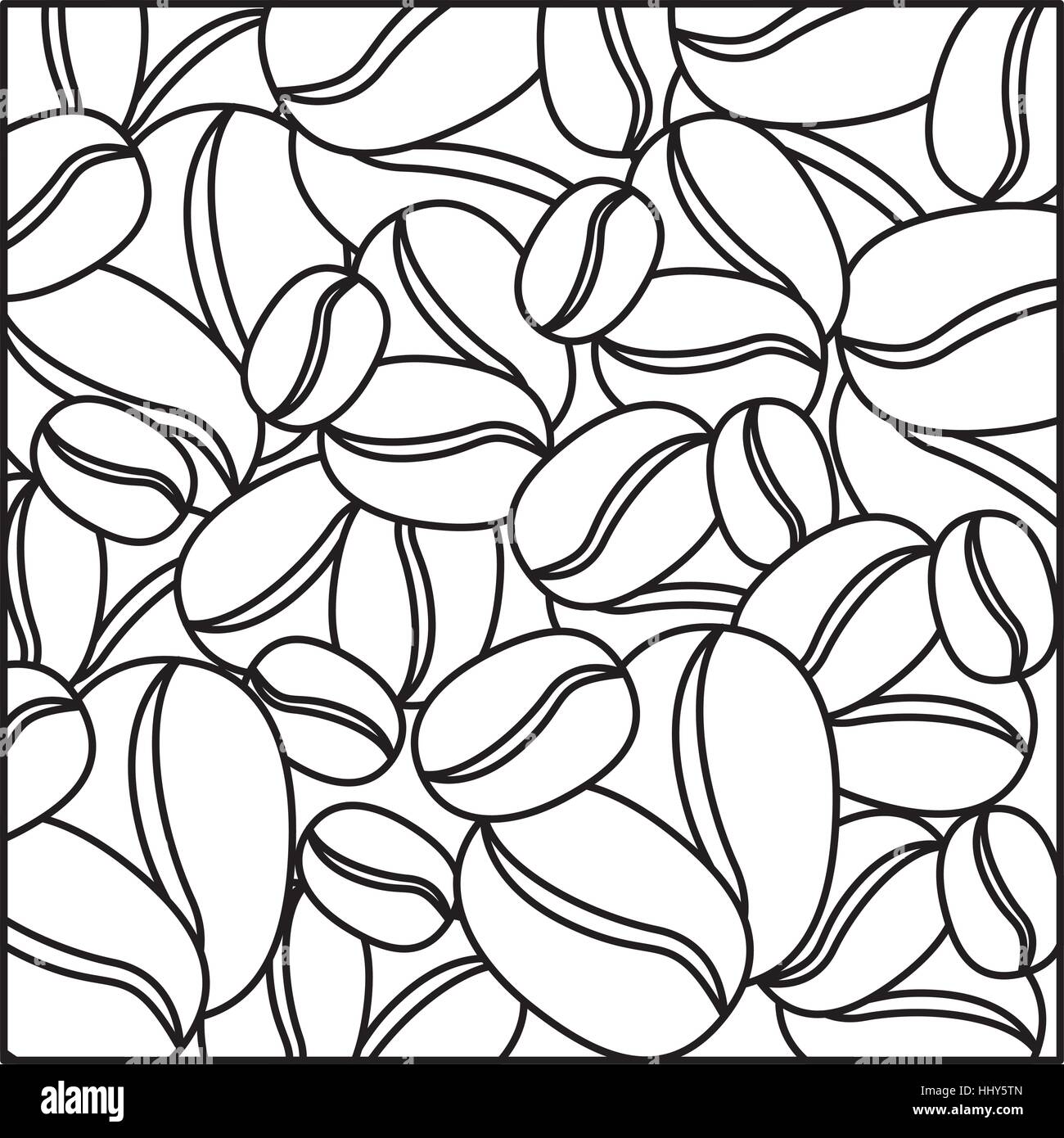 pattern square shape with coffee beans vector illustration Stock Vector ...