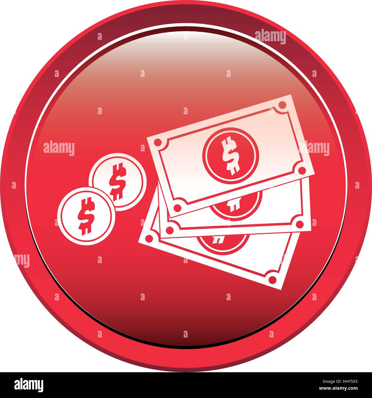 button with coins and bills vector illustration Stock Vector Image ...