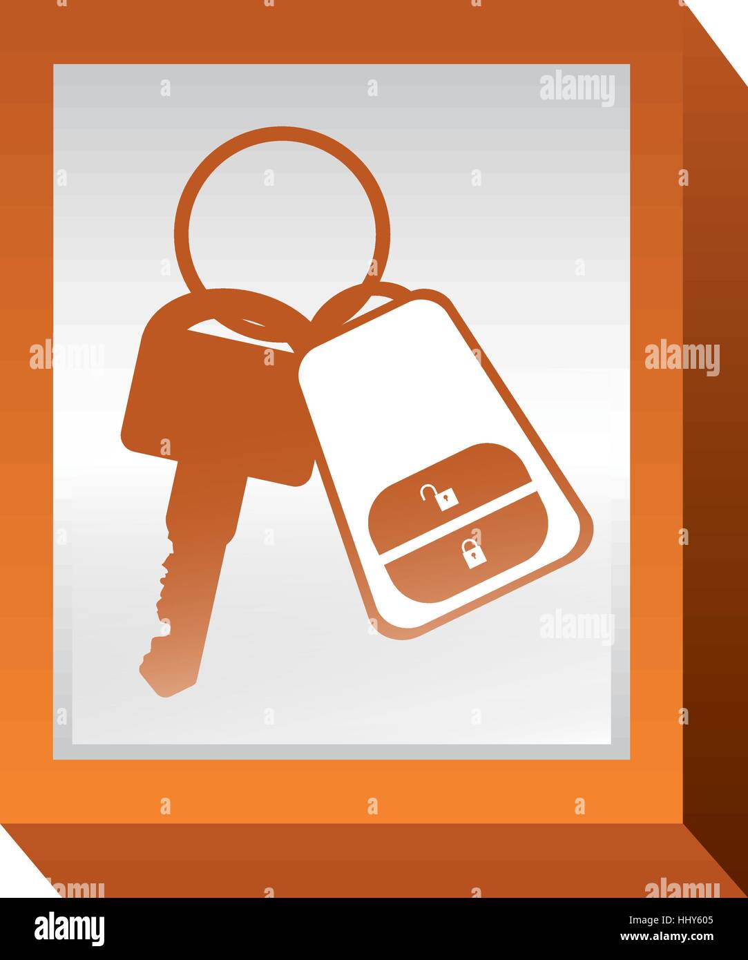 rectangle button with keys and keychain vector illustration Stock ...