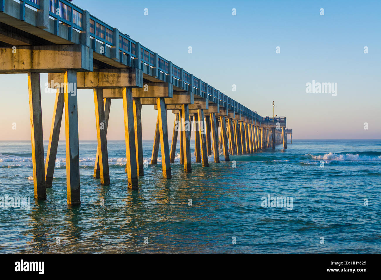 Morning light on the M.B. Miller County Pier and Gulf of Mexico, in ...