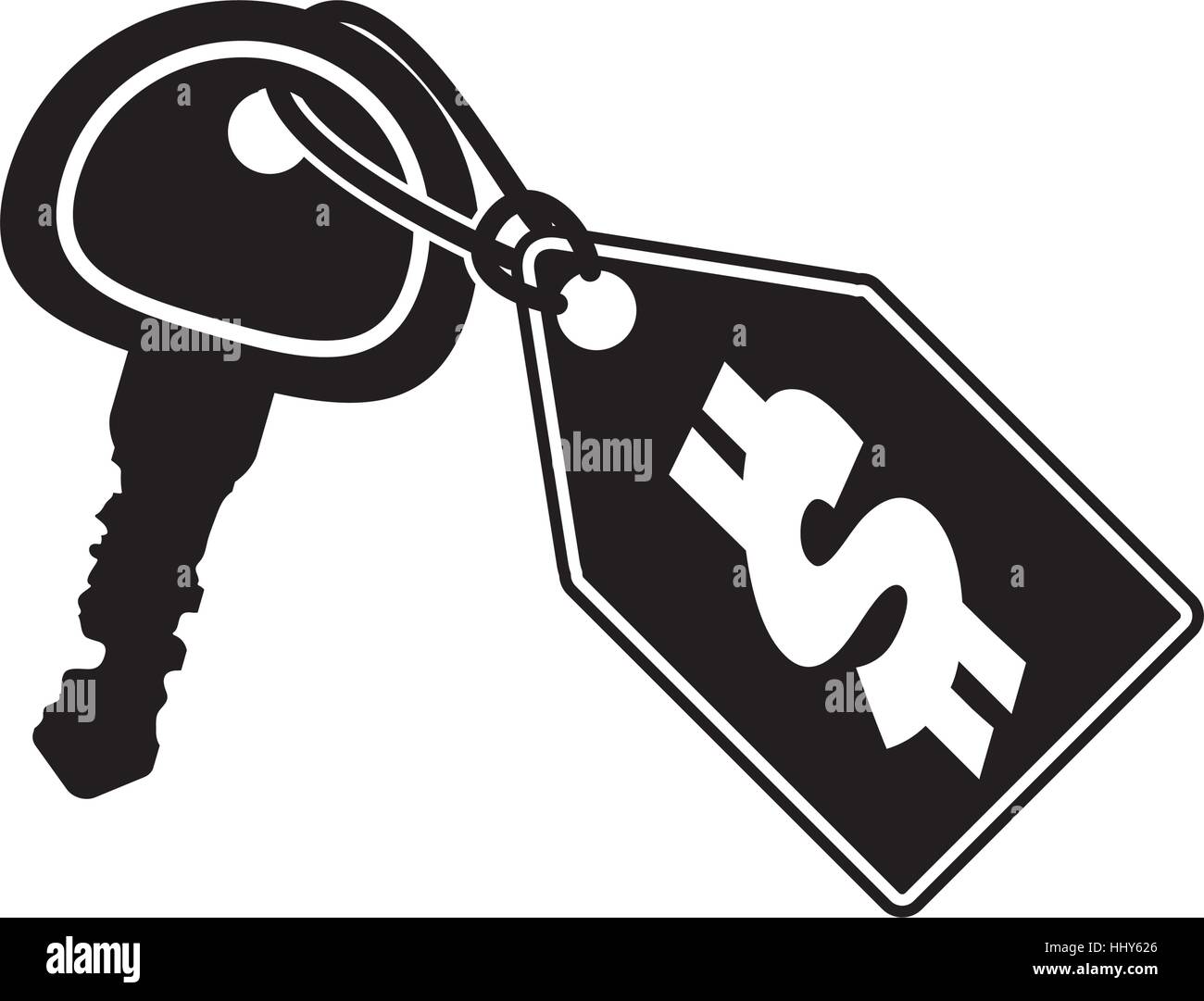 black silhouette key and price tag vector illustration Stock Vector ...