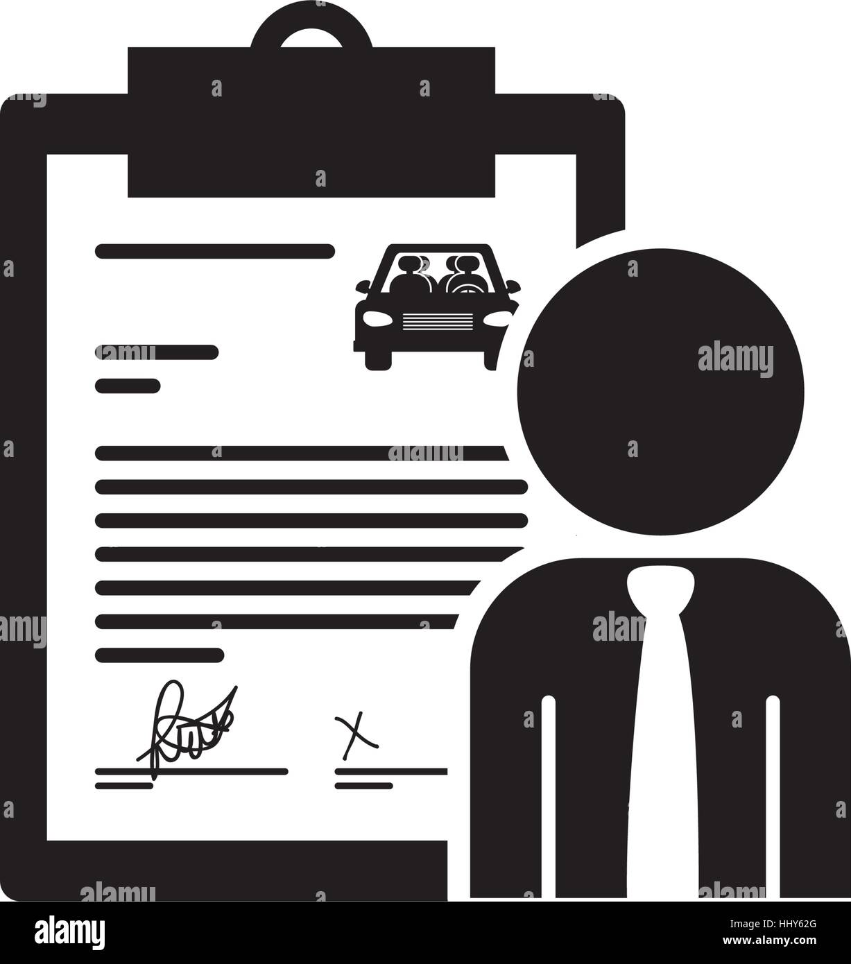 black silhouette car contract and salesman vector illustration Stock ...
