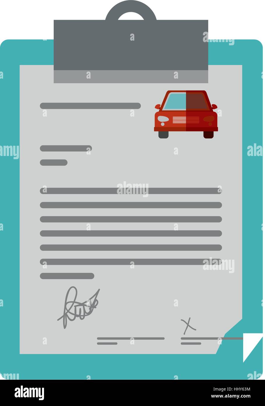 table notepad with car contract vector illustration Stock Vector Image ...