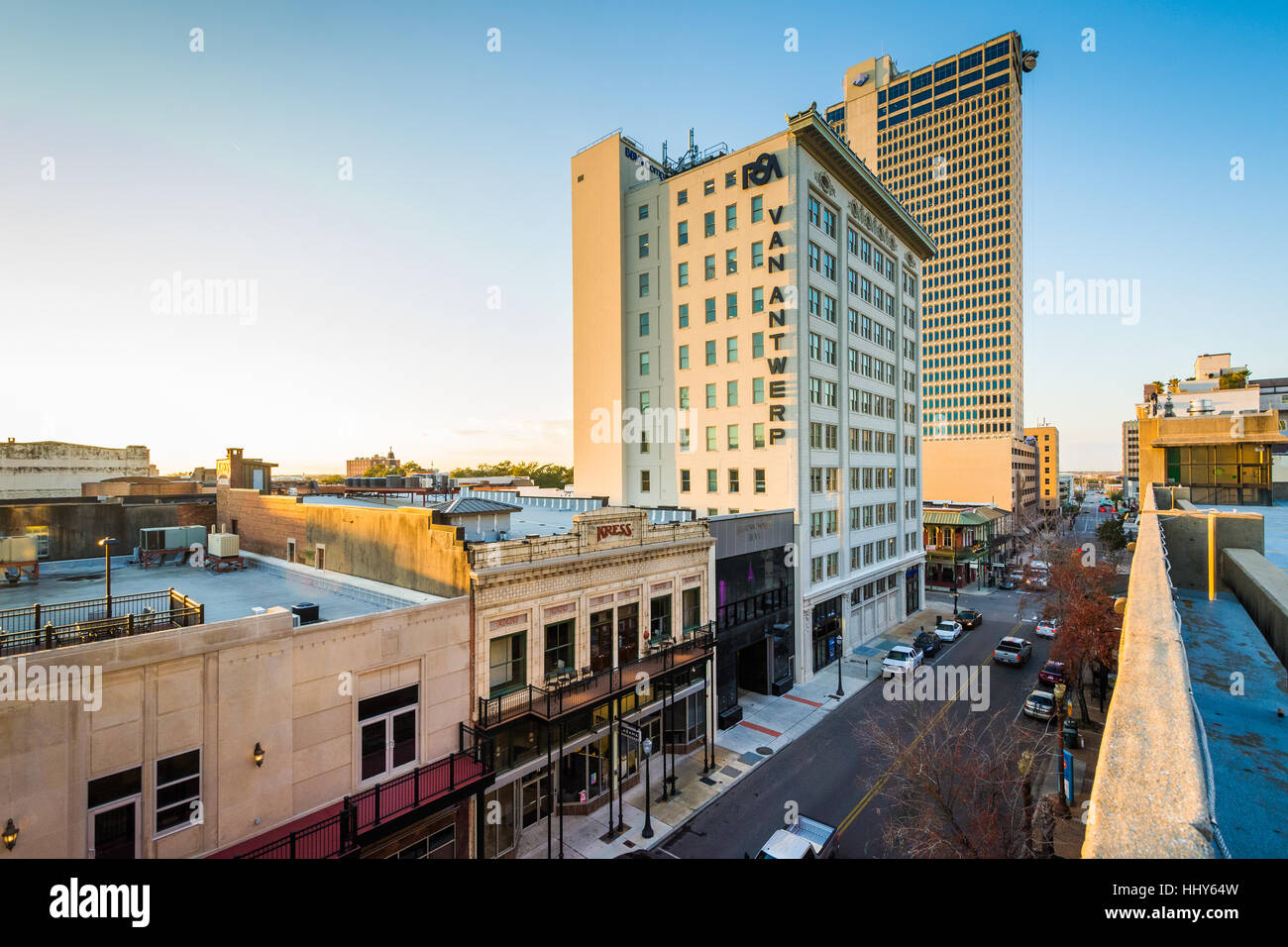 View of buildings on Royal Street, in downtown Mobile, Alabama Stock ...