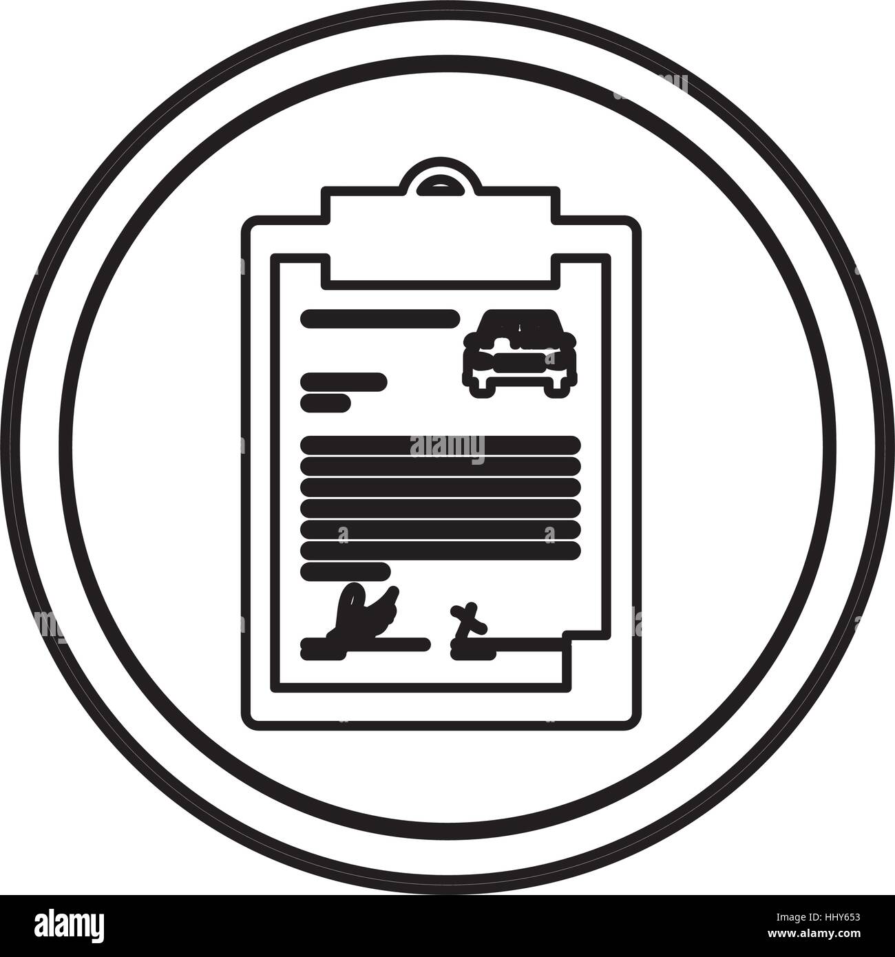 silhouette circular shape notepad of contract car vector illustration ...