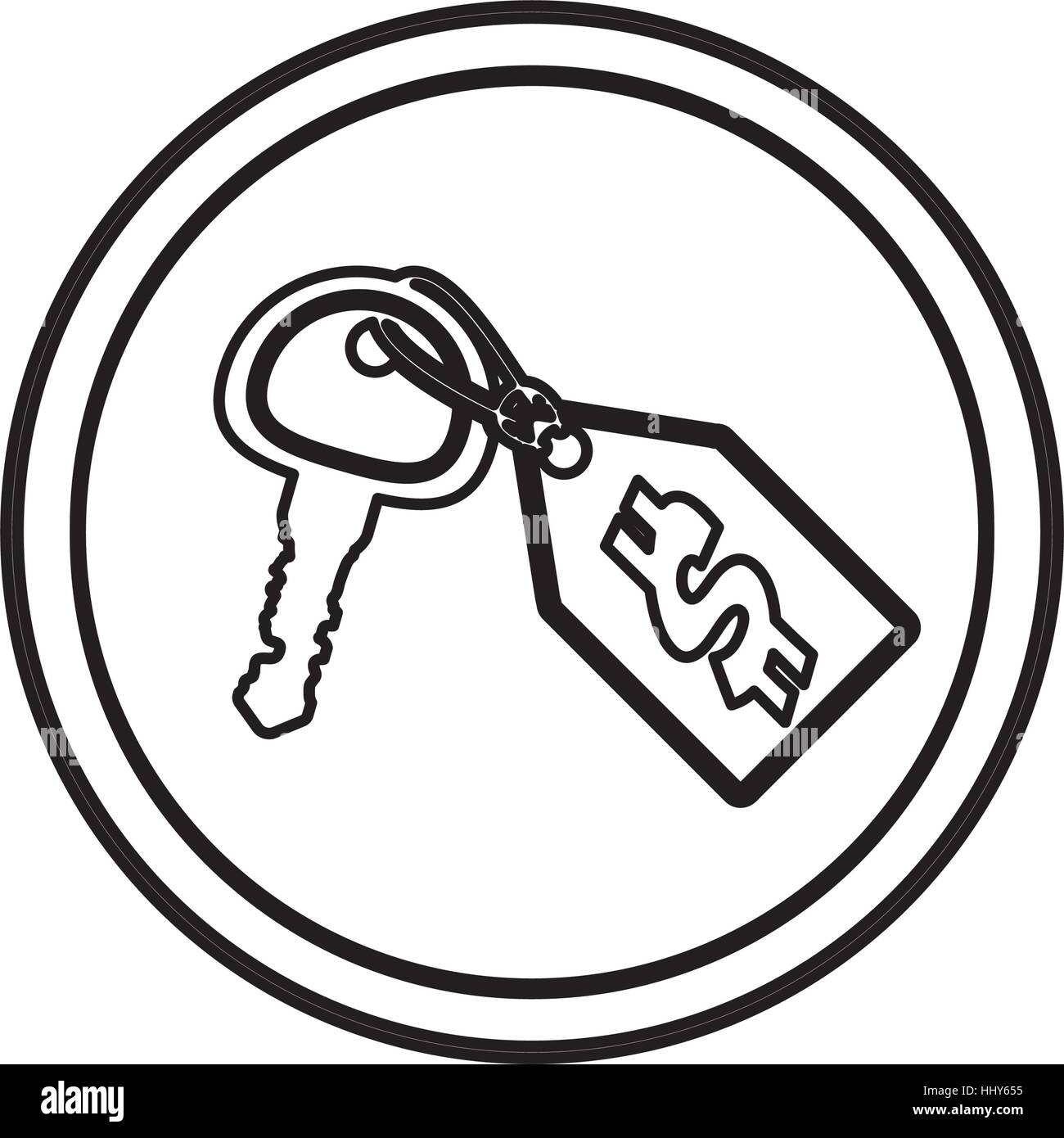 silhouette circular shape price tag icon dollar and keys vector illustration Stock Vector Image ...
