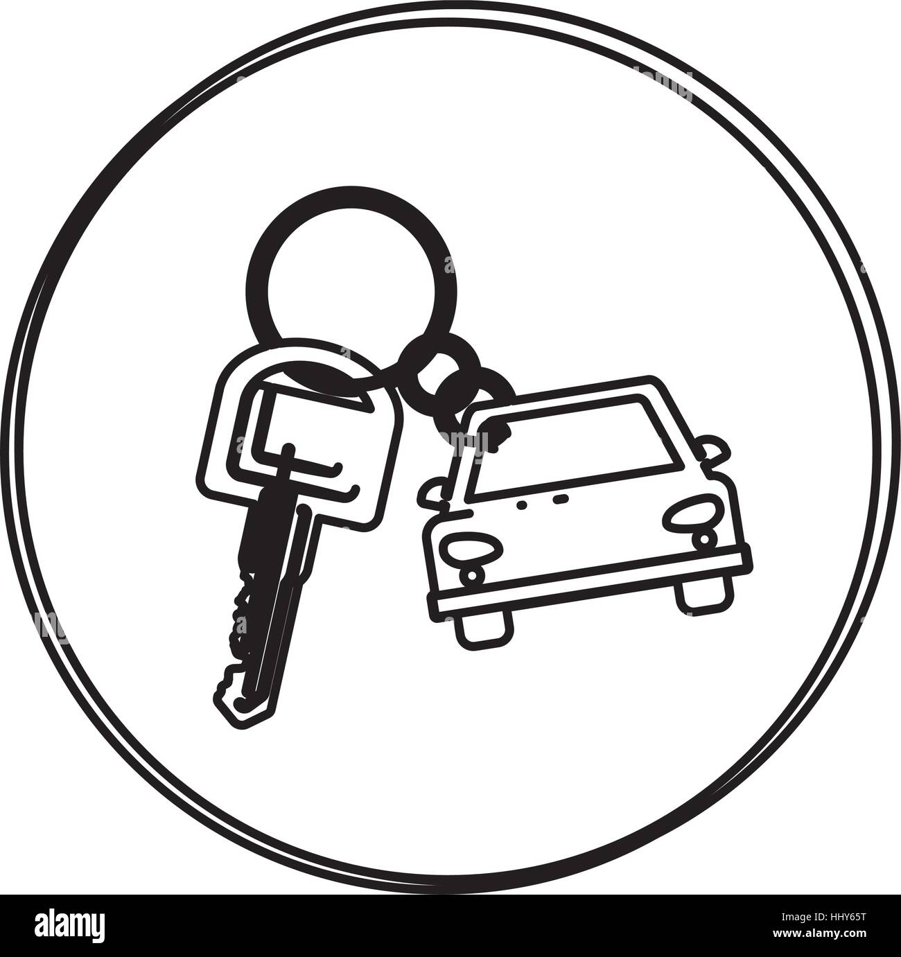 silhouette circular shape with car keychain icon vector illustration ...