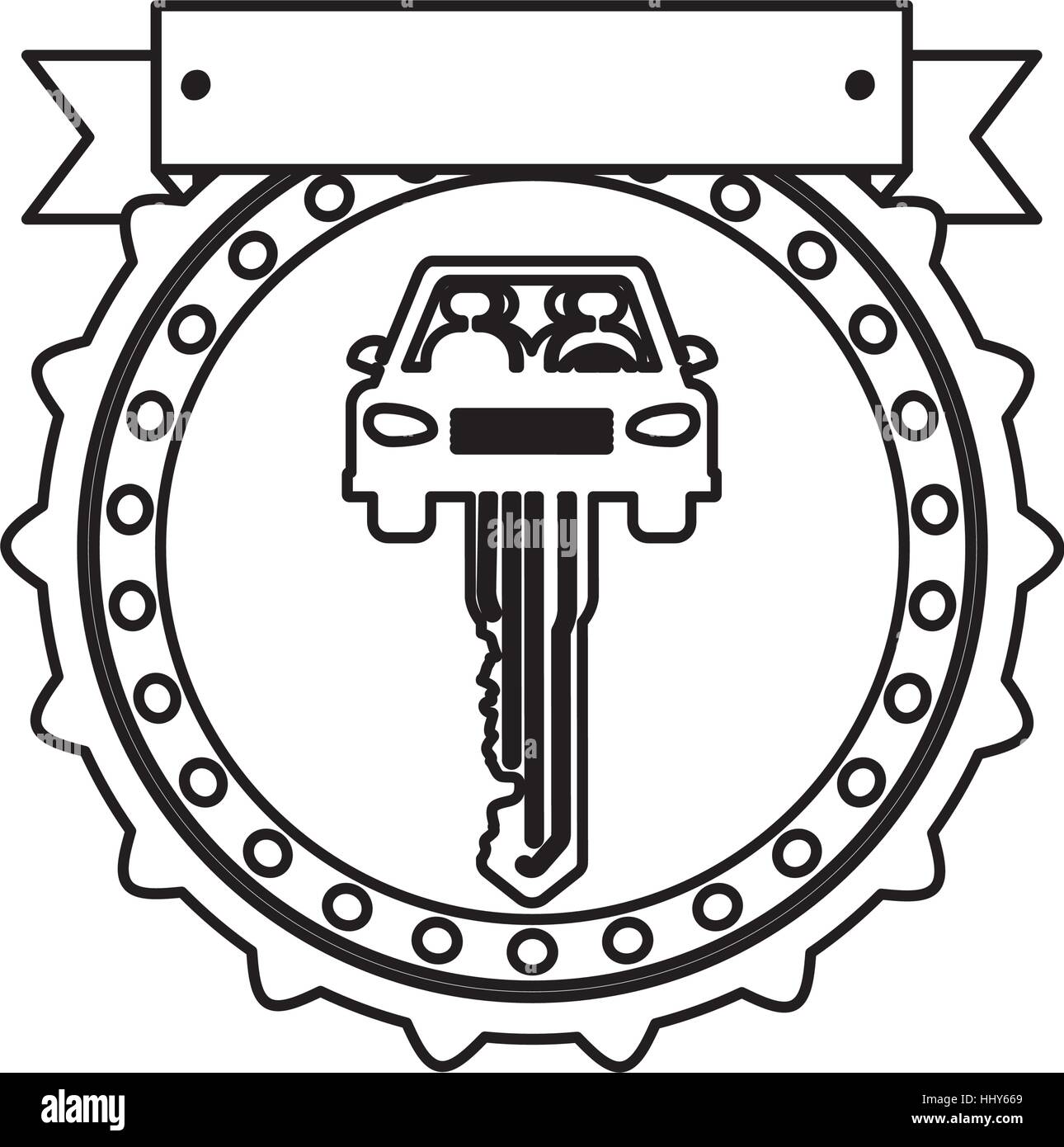 contour seal key in car shape with label Stock Vector Image & Art - Alamy