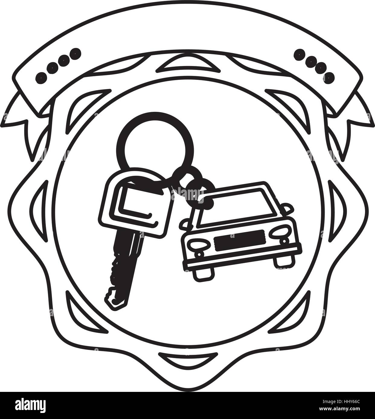 contour seal key ring car with label vector illustration Stock Vector ...