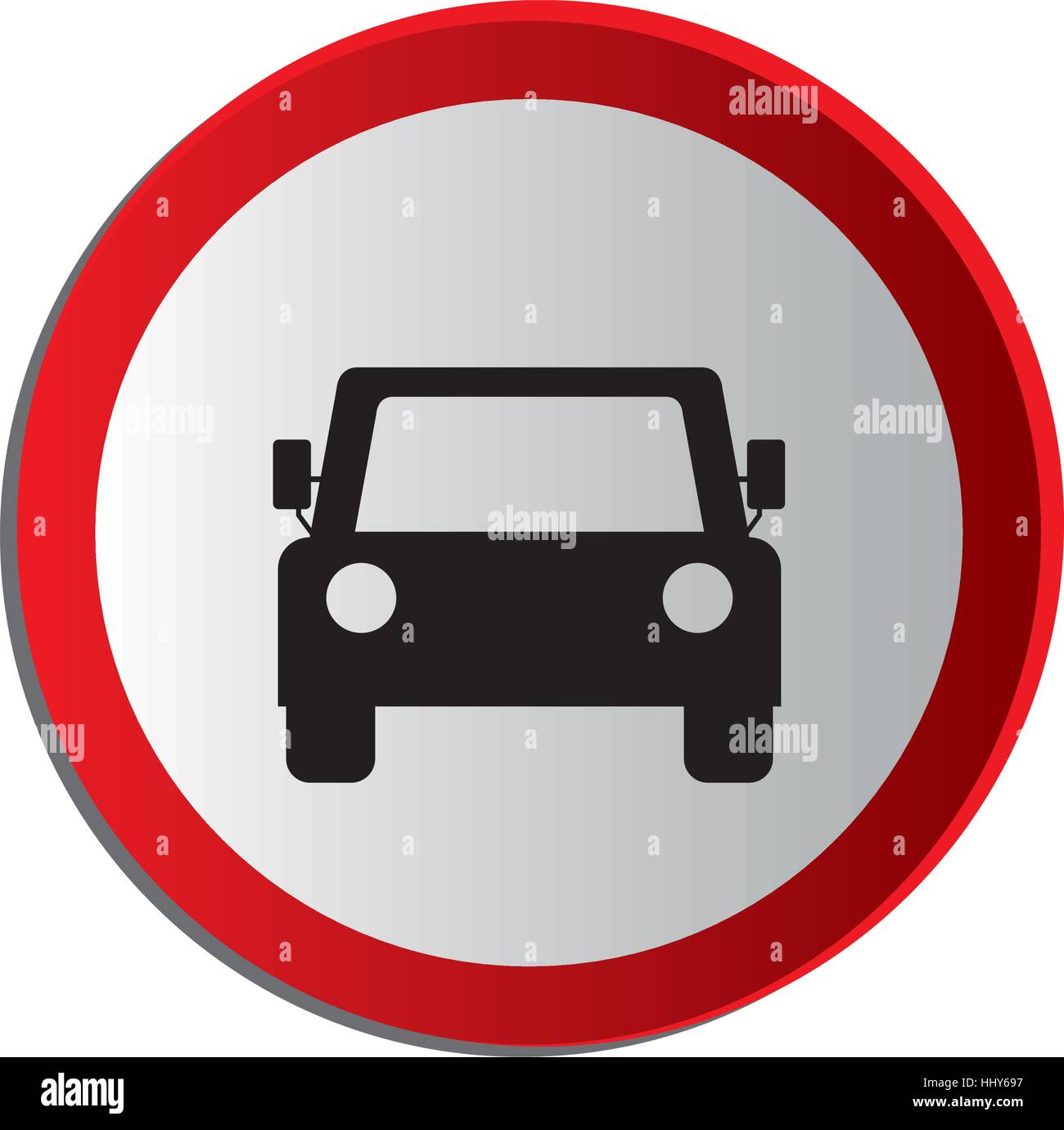 circular contour road sign of car crossing vector illustration Stock ...