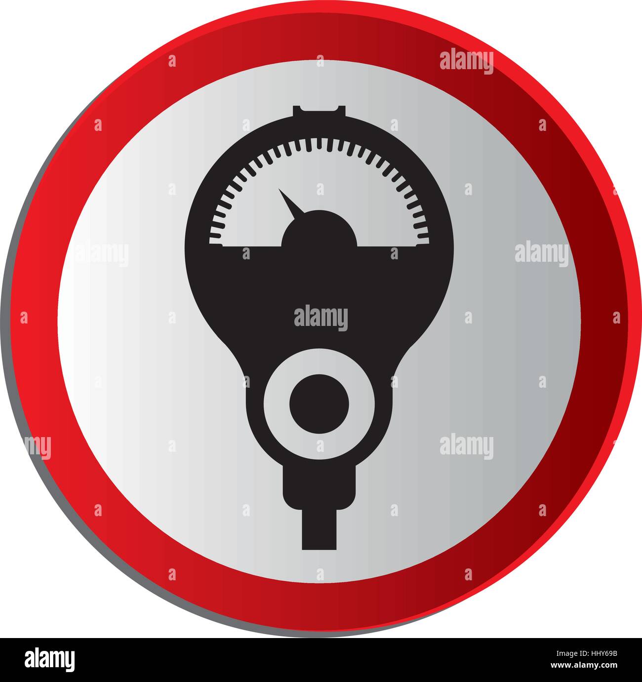 circular contour road sign with parking meter vector illustration Stock ...